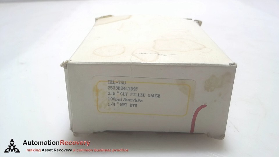 TEL-TRU 2533BS4L1D9F, PRESSURE GAUGE, 2.5" - 1/4" NPT BTM, NEW #303405 ...