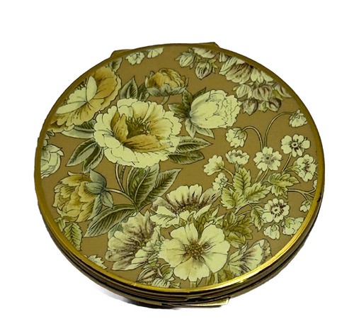 Vintage Stratton makeup powder compact floral case with mirror And Puff ...