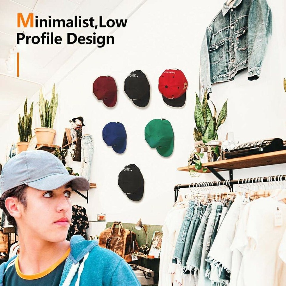 Double Hook Adhesive Hat Hooks Floating Wall-Mount Display Cap Rack ...