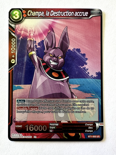 Carte Dragon Ball - Champa, la Destruction accrue - BT1-005 UC - Foil | eBay