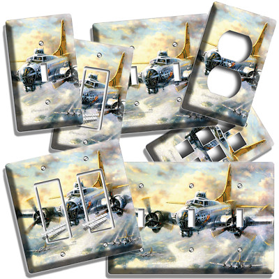 WW2 FLYING FORTRESS BOMBER PLAIN LIGHT SWITCH OUTLET WALL PLATES BOYS ...