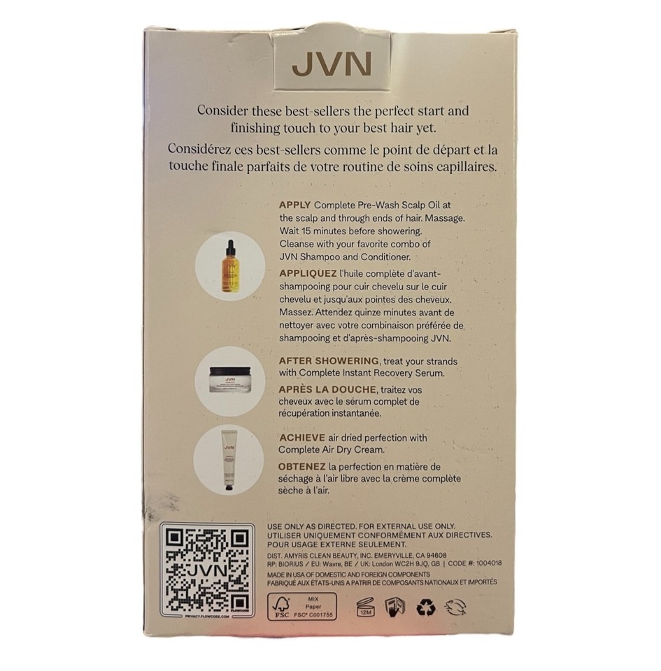 JVN Trusted Trio Essentials Set - Air Dry, Scalp Oil, Recovery Serum ...