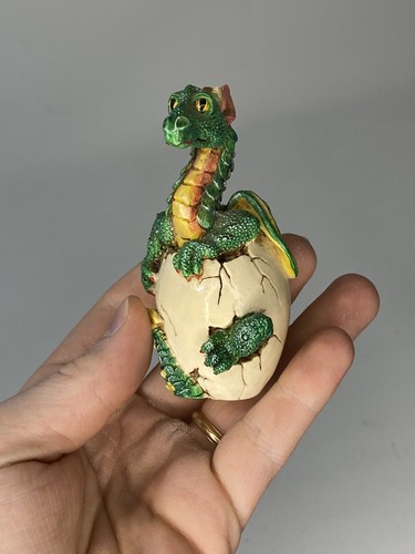 Vintage W U Green Dragon Hatching From Egg Resin 1997 3.5" Hatchling ...