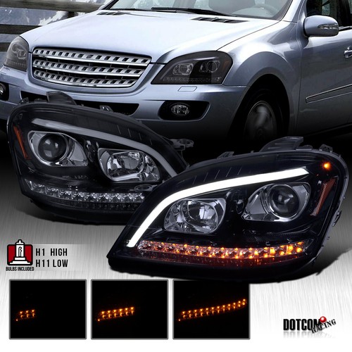 Fit 2006-2008 Benz W164 ML350 ML500 LED Strip Projector Headlights ...