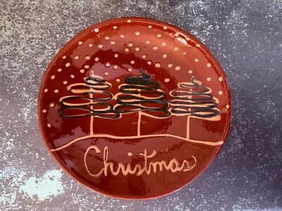 Vintage Pam Armbrust Redware Pottery Christmas Shallow Bowl 9.50 ...