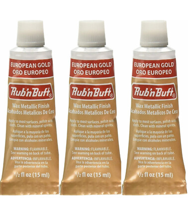 M00195x3 MOREZMORE Fresh Amaco Rub 'n Buff EUROPEAN GOLD 2 Pack Wax ...