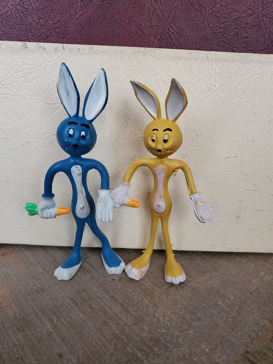 Vintage Rabbit Bendy Vintage Bendable Bendy Wire Rubber Orange Rabbit