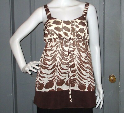 MKM DESIGNS womens brown print tank top S tunic VGUC | eBay