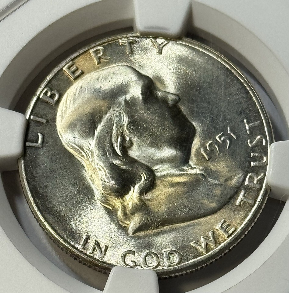 1951-S Franklin Half Dollar 50C – NGC MS66 – Light Golden Toning, Big ...