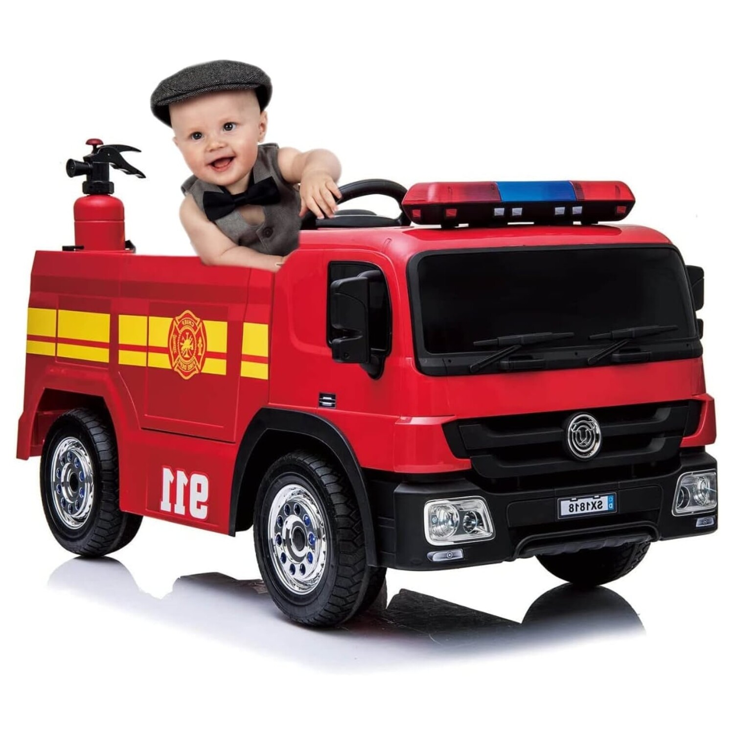 Kids 12V Ride On Fire Truck Battery Powered Toy Car W/ Remote Control ...