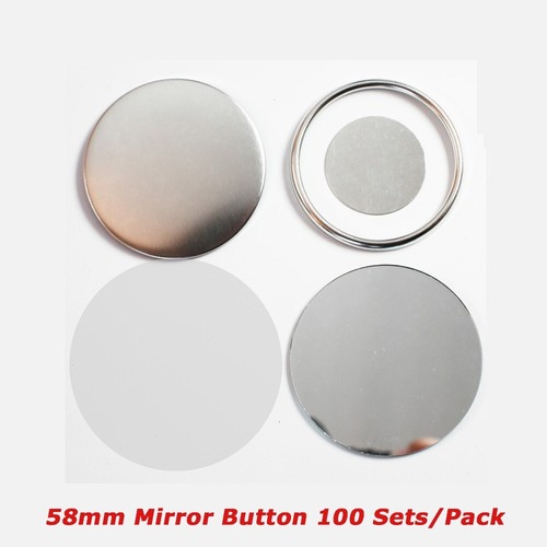 58mm 2-1/4" Mirror Button Badge Parts for Button Maker 100 Sets/Pack ...