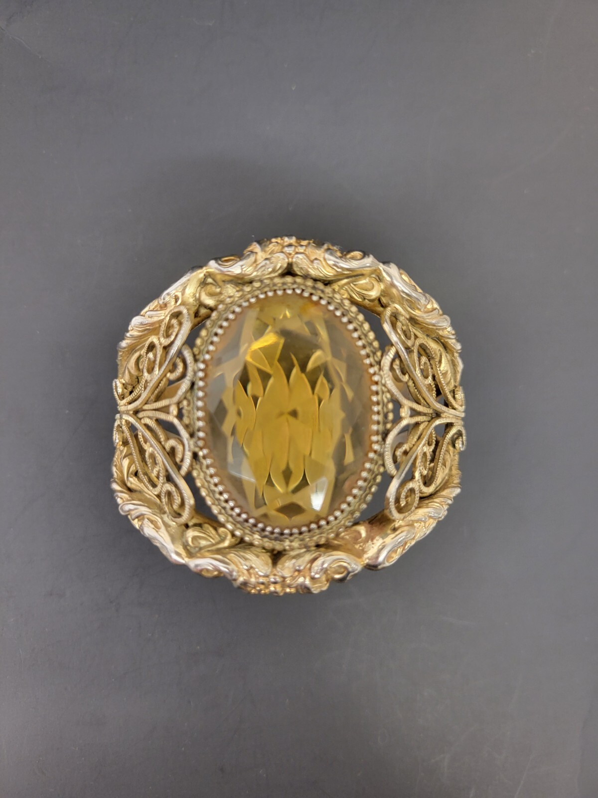 Vintage Whiting And Davis Hinged Clamper Cuff Bracelet Topaz Amber ...