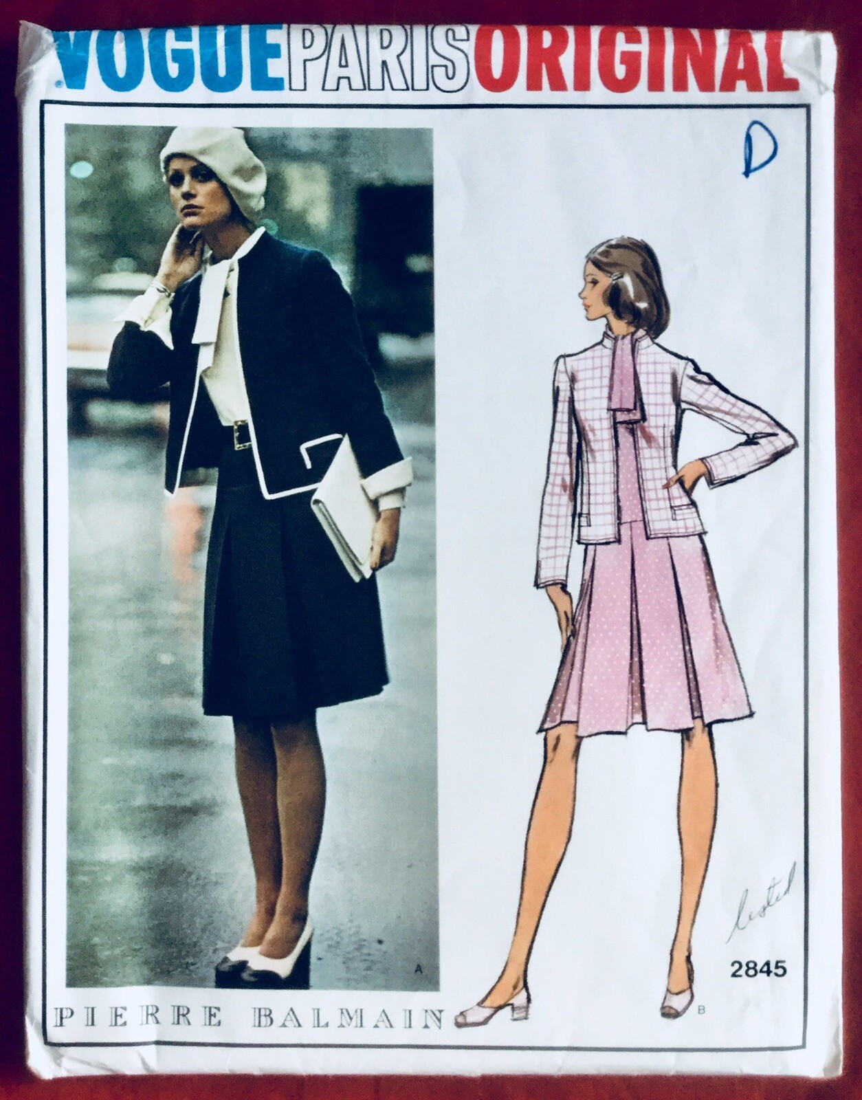 VOGUE 2845 PARIS ORIGINAL PIERRE BALMAIN PATTERN MISSES DRESS JACKET SZ ...