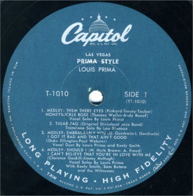 Louis Prima & Keely Smith With Sam Butera And The Witnesses - Las Vegas ...