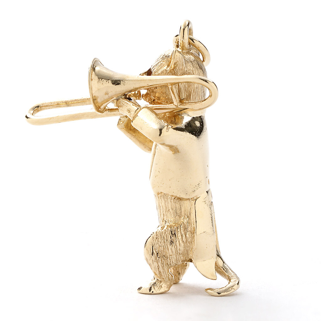 Dankner Vintage Cat Playing Trombone Charm 14k Yellow Gold | eBay