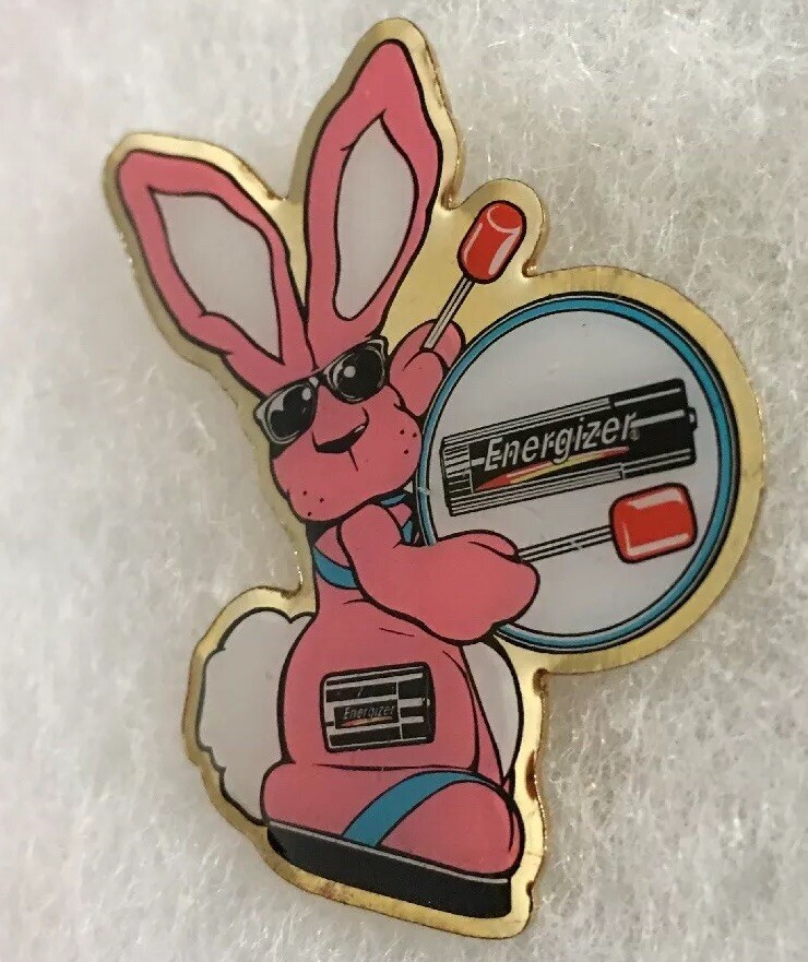 Energizer Bunny Lapel Pin Pink Battery Advertising Pin Base Drum A487 ...