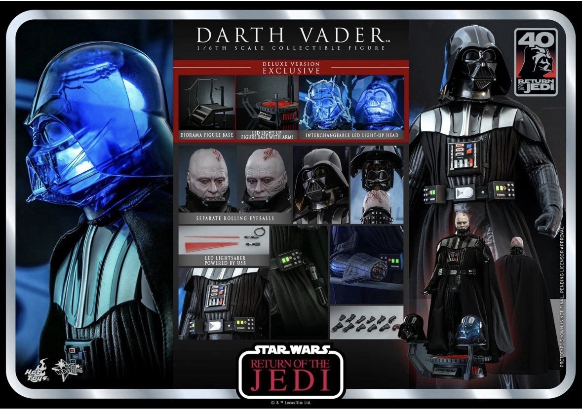 Hot Toys Star Wars Darth Vader Deluxe 1:6 Scale Figure ROTJ MMS700 40th ...