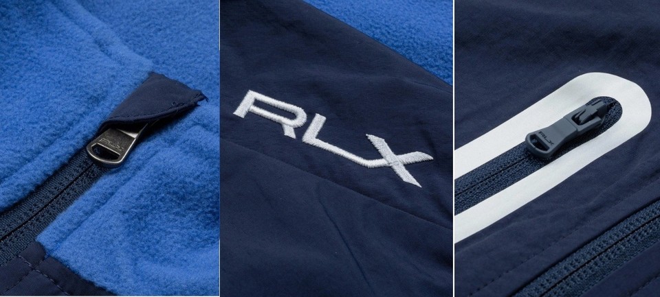 Ralph Lauren RLX Hybrid Reflective Fleece Blue Pullover Jacket 1/2 Zip ...