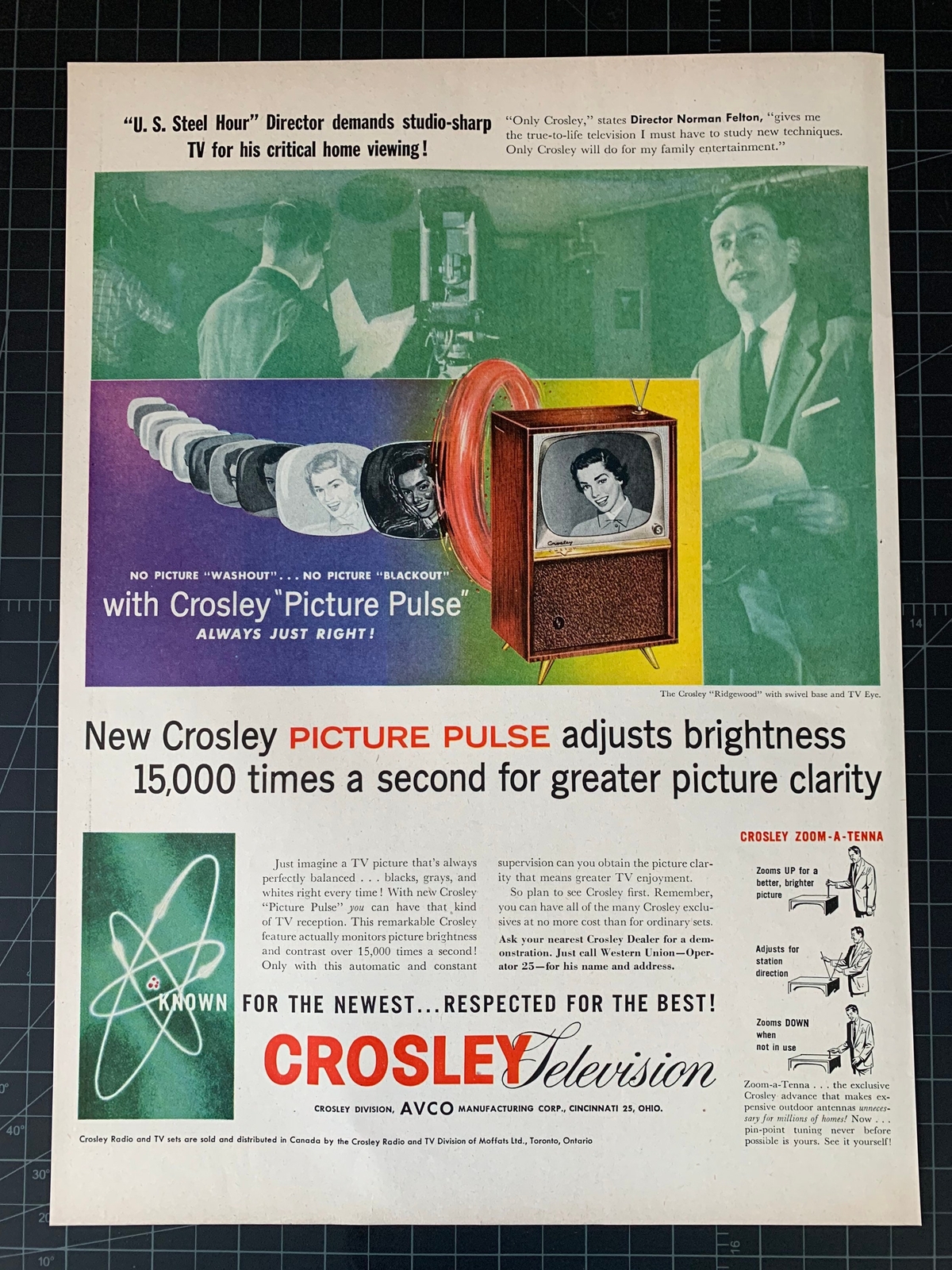 Vintage 1956 Crosley Television Print Ad | eBay