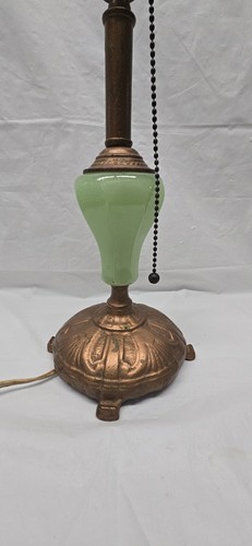 ANTIQUE ART DECO LAMP GREEN JADEITE GLASS CAST IRON BASE LAMP 1920S | eBay