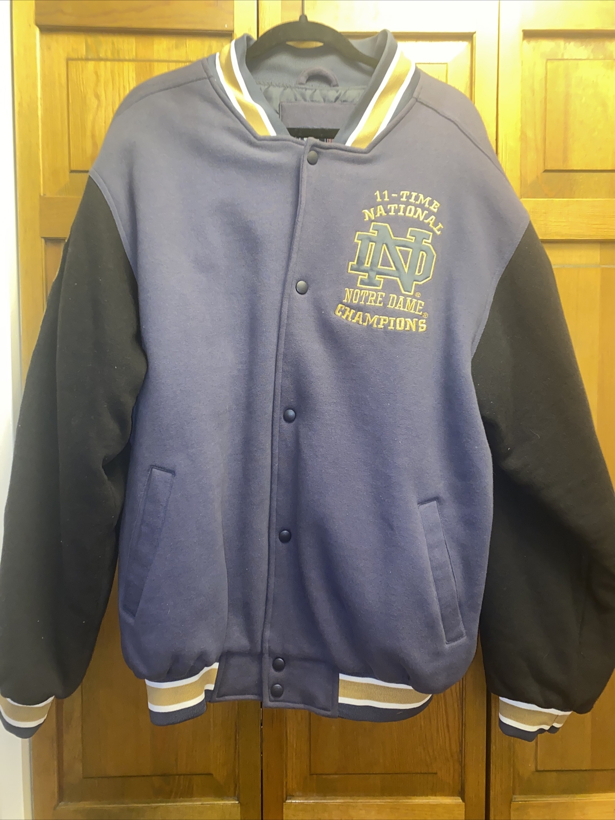 Notre Dame Irish Wool Bomber Letterman Jacket Size L National Champions ...