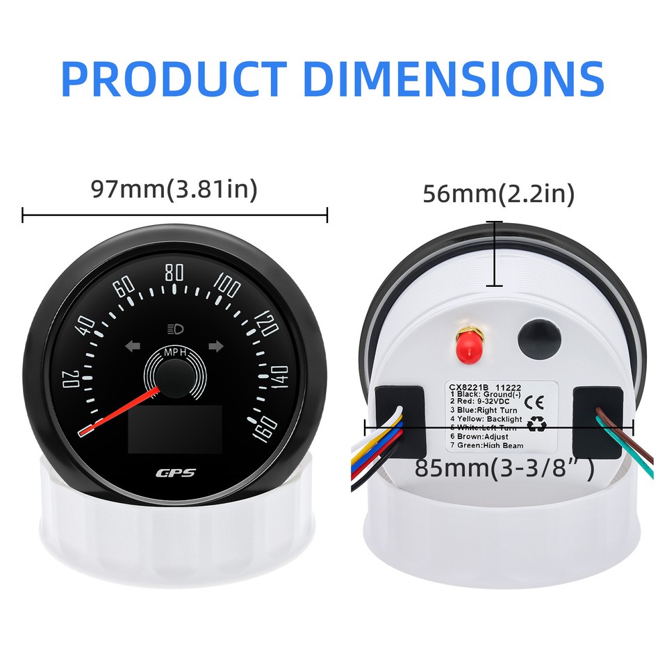 85mm GPS Speedometer 160MPH Tachometer 8000RPM Gauge Set for Boat Car ...