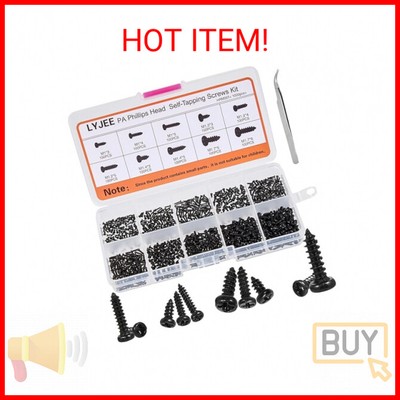 LYJEE Small Screws Assortment Kit, 1000pcs Miniature Phillips ...