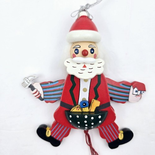 Vintage Santa Pull String Jointed Puppet Christmas Ornament 5" Works | eBay
