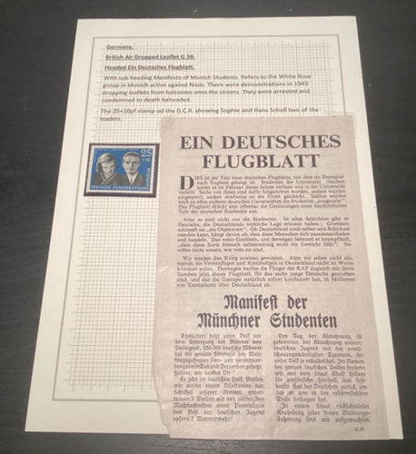 British WWII Airdrop Leaflet G. 39 - White Rose Movement Students | eBay