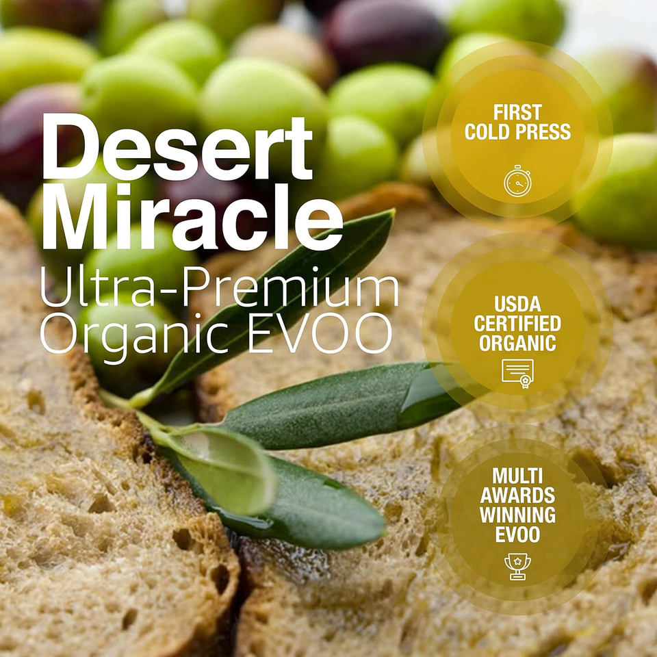 DESERT MIRACLE Cold Pressed Polyphenol Rich Moroccan Olive Oil, Extra ...