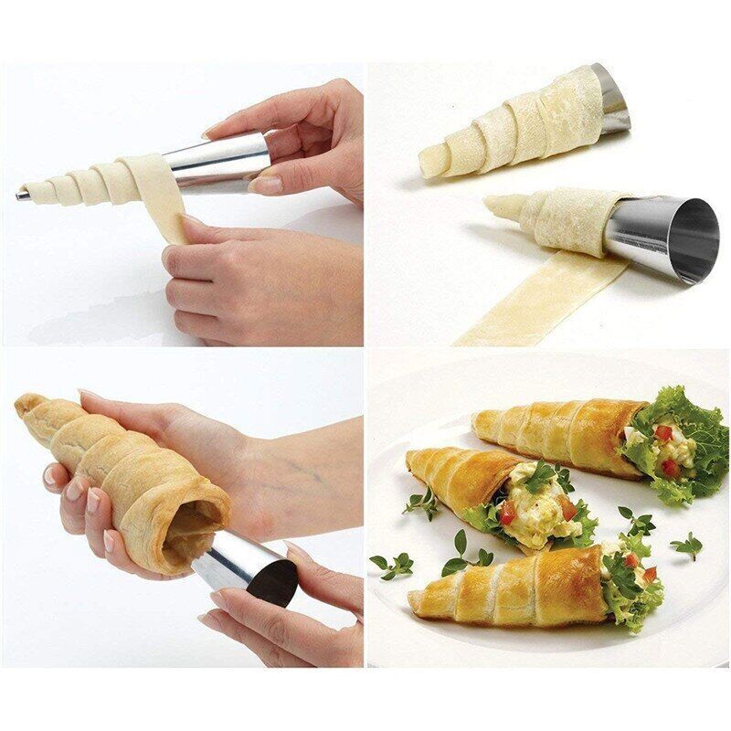 6/12/24pcs Baking Cones Stainless Steel Tubes Bread Pastry Making Cake ...
