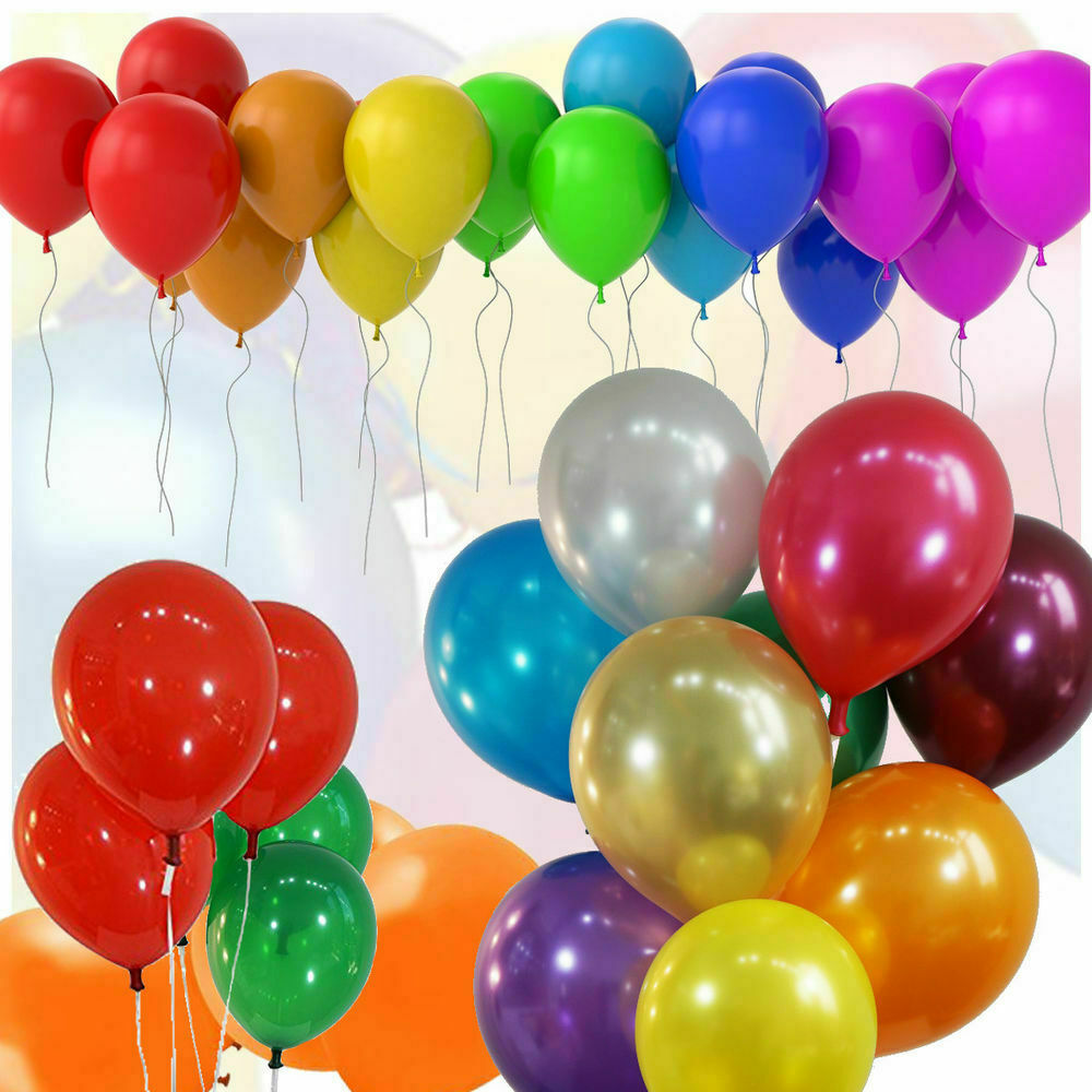 Pack of 50 High Quality Metallic Latex Balloons Mix colour For Party ...