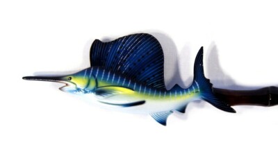 Hand Painted 18" Backscratcher Back Scratcher Blue Stripe Sailfish Fish ...