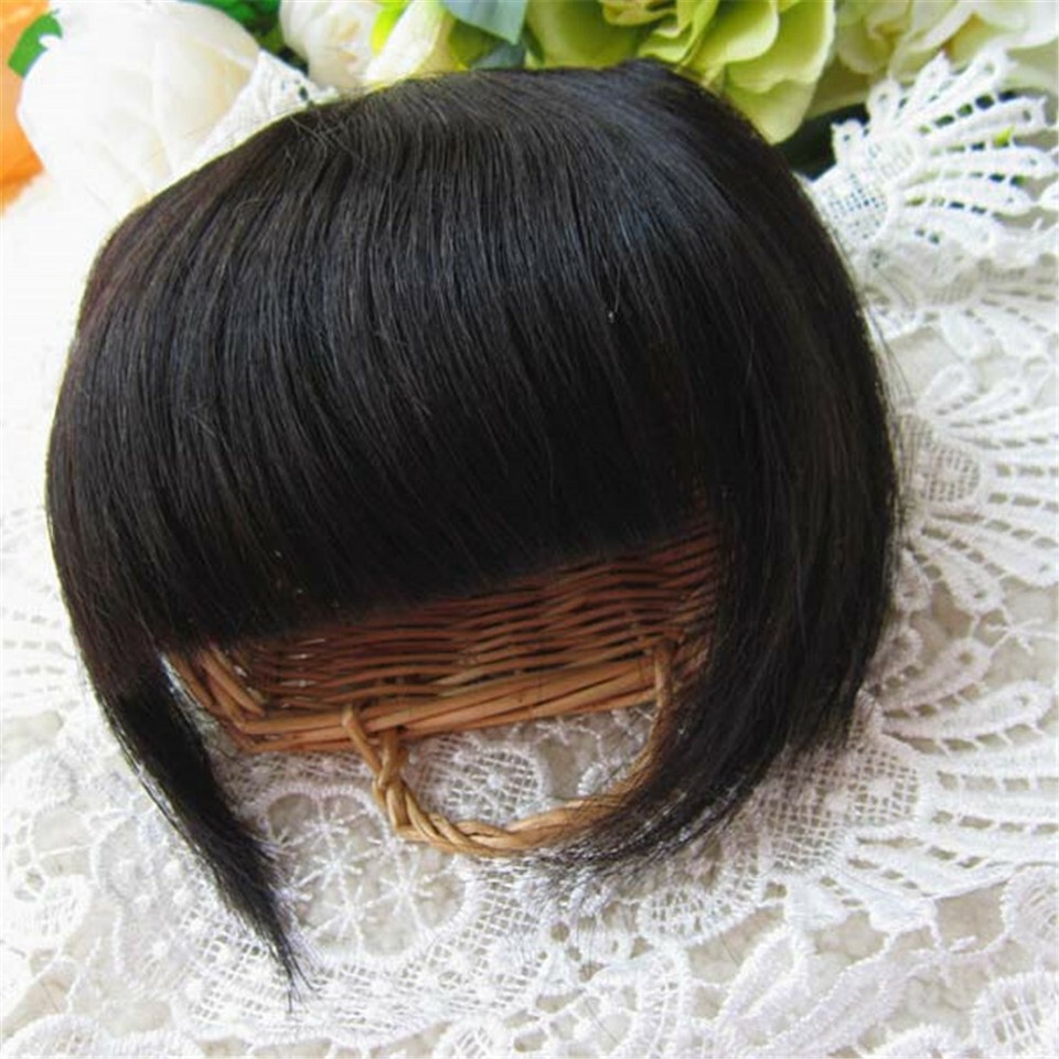 Clip in Bangs Real Human Hair Extensions Fringe Straight Flat Bangs One ...