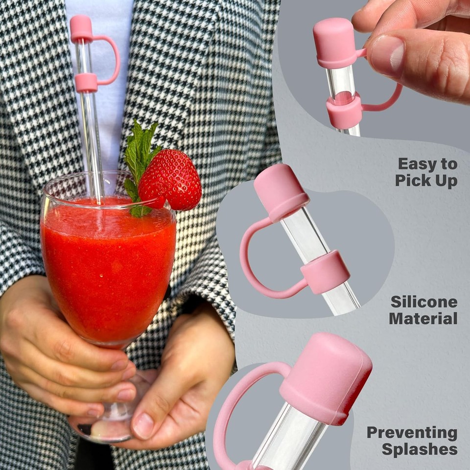 Straw Covers Cap - 10Pcs Colorful Silicone Straw Tips Suitable for ...