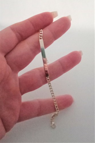 Bracelet Argent 925 Gravure Personnalisé Nom Homme Femme Écrit Date ...