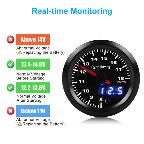 2" 52mm Mechanical 7 Colors Car Volt Voltmeter Voltage Meter Gauge 8 ...