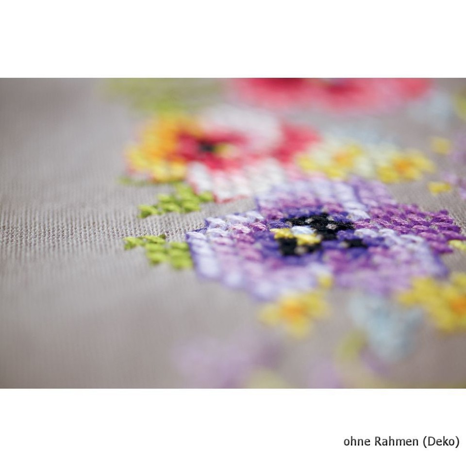 Vervaco tablecloth stitch embroidery kit Violets, stamped, DIY | eBay