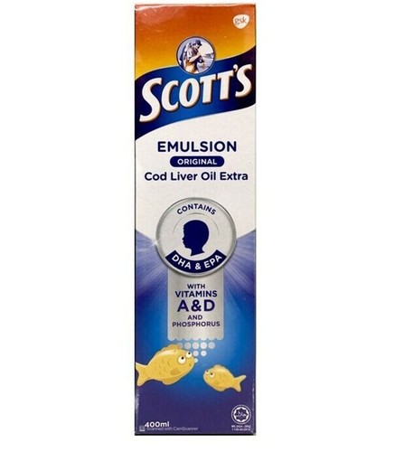4 x 400ml SCOTT'S EMULSION Cod Liver Oil Original Flavour DHL EXPRESS ...
