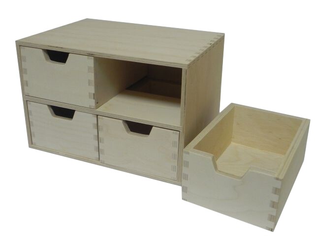Wooden Drawer - Box Desktop Office Desk Storage Decoupage Unpainted 11 ...