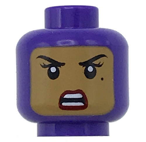 LEGO NEW MEDIUM DARK FLESH FACE PURPLE HEAD WINK OPEN MOUTH GIRL FEMALE ...