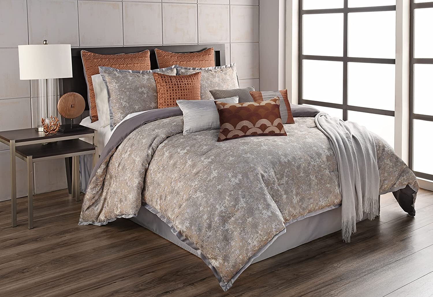 Riverbrook Home Elegant Collection Comforter Set, King, Aileen – Gray ...
