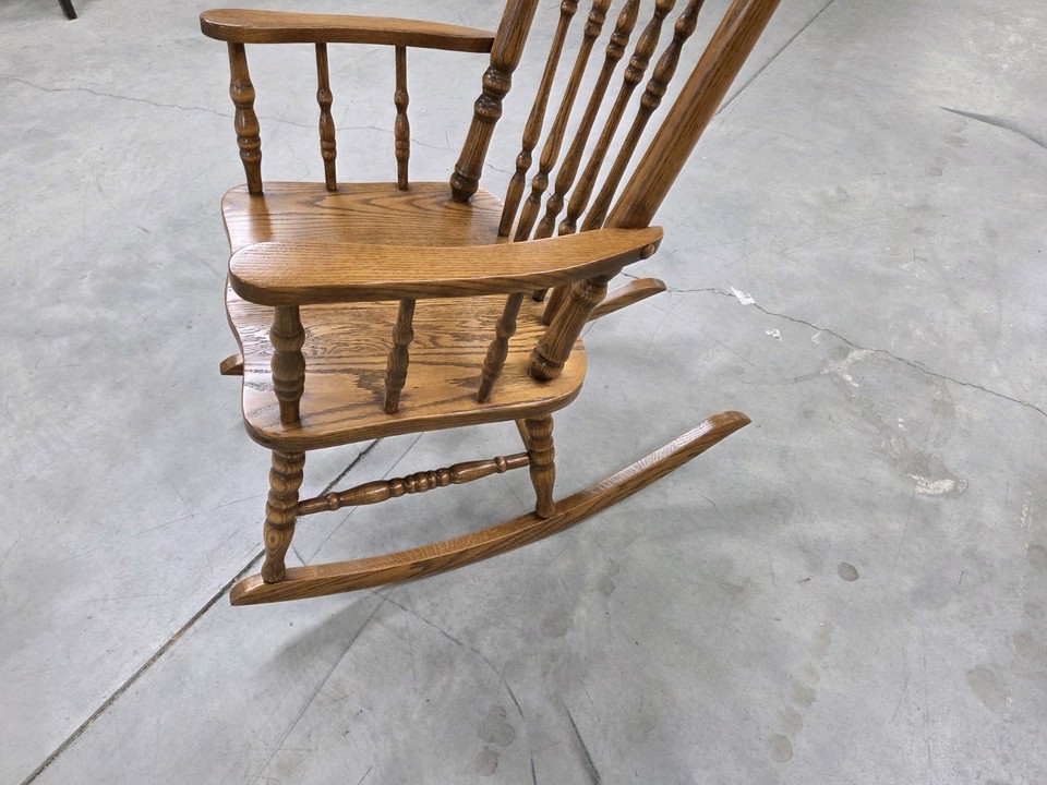 Antique Solid Oak Pressback Rocking Chair Carved Devil Face | eBay