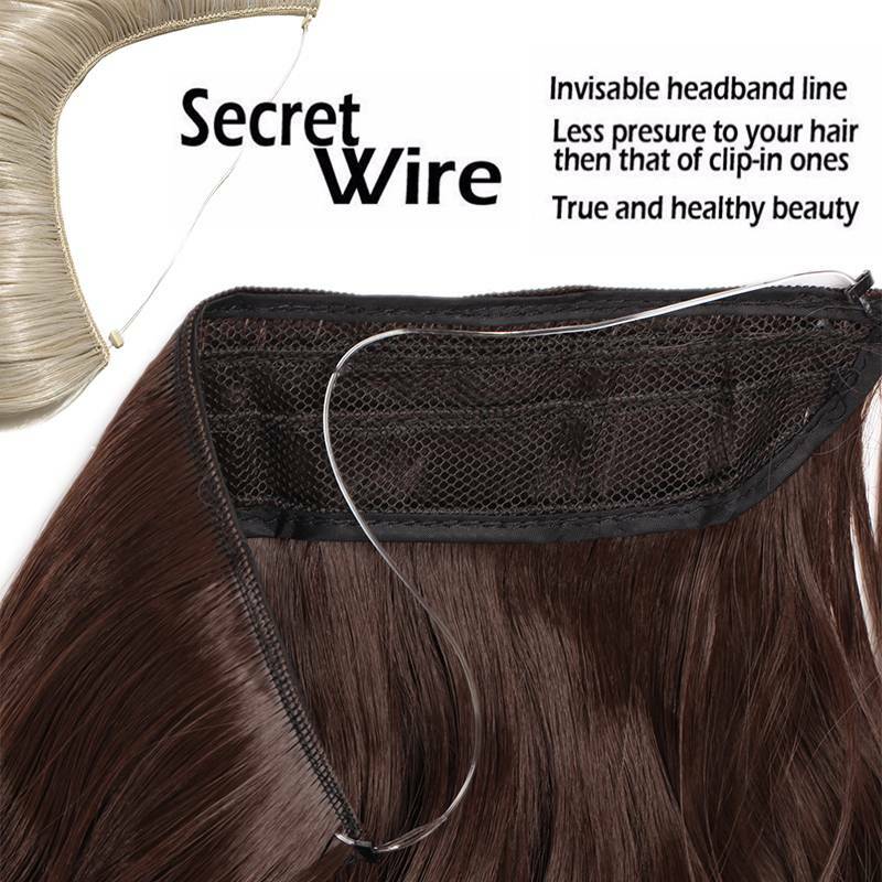 Secret Elastic No Clip Wire in Hair Extensions Natural Blonde Hairpiece ...