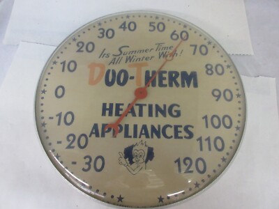 VINTAGE ADVERTISING DUO-THERM 12" ROUND WALL THERMOMETER 558-Z | eBay