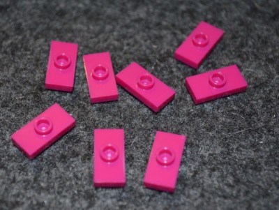 (8) 1x2 Bright Reddish Violet Tile w/ Center nub / peg Jumper Bricks ...