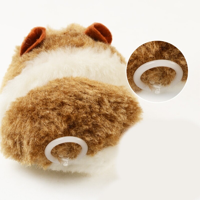 Pull String Mouse Vibrating Movable Interactive Toy Fluffy Plush Mice ...