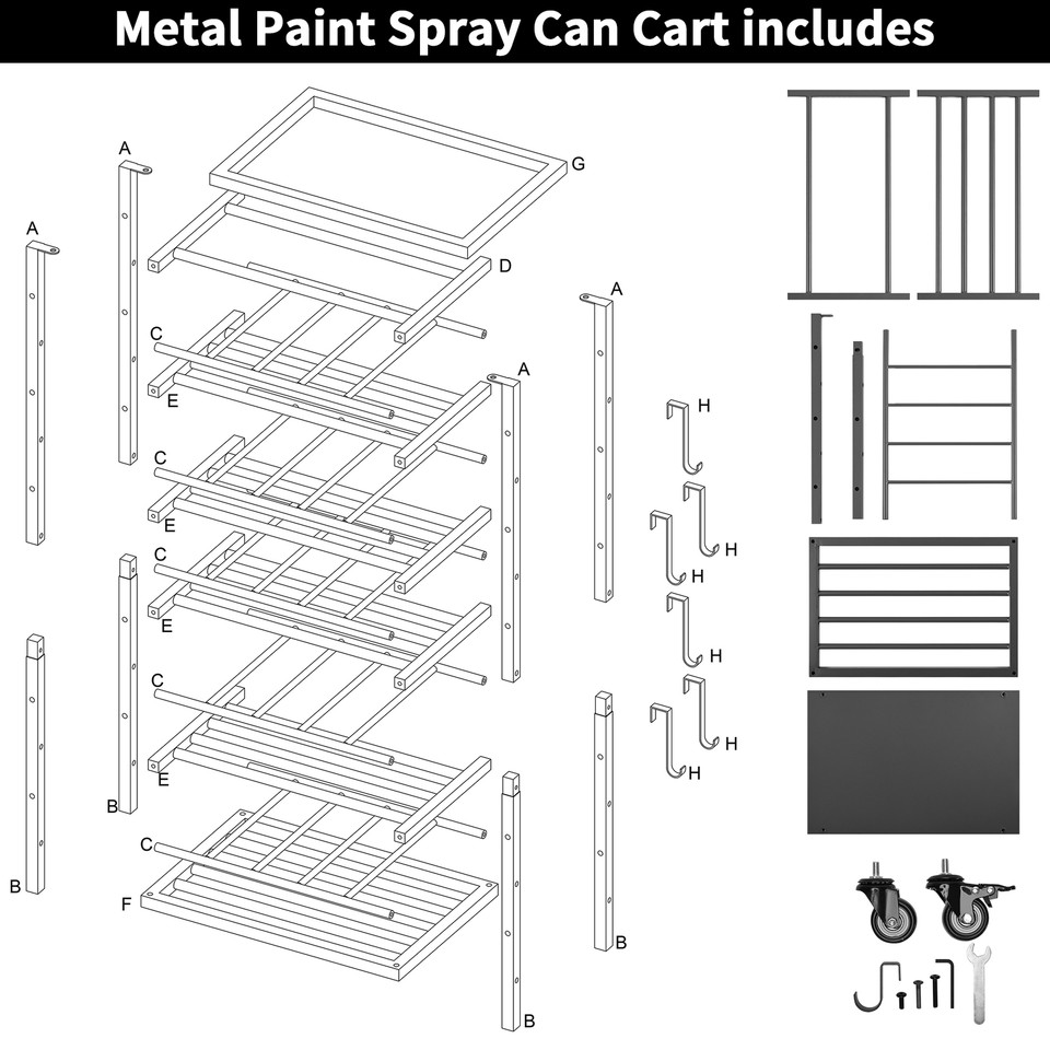 Spray Paint Can Organizer Cart Aerosol Lube Can Storage Rack for Garage ...