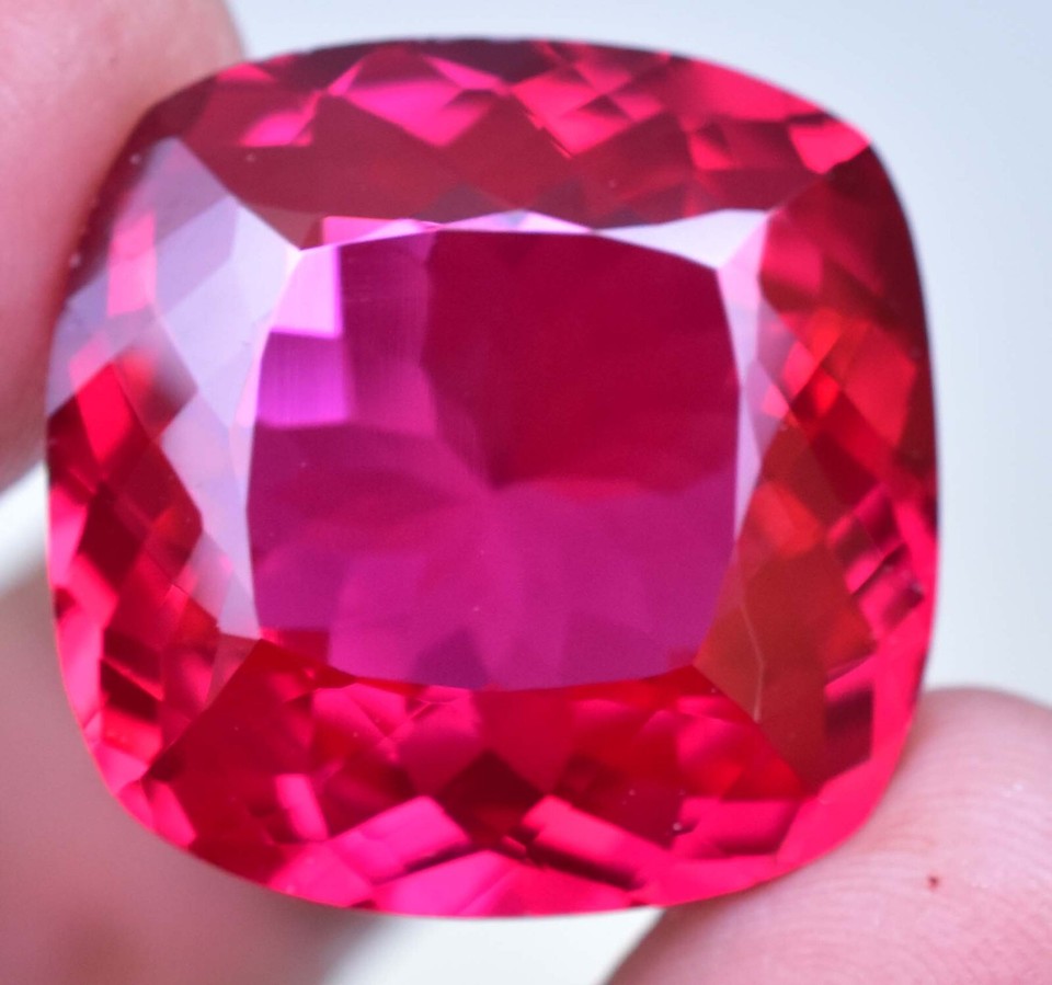 Flawless Natural Mogok Pink-Red Ruby 57.15 Ct Cushion Certified Loose ...