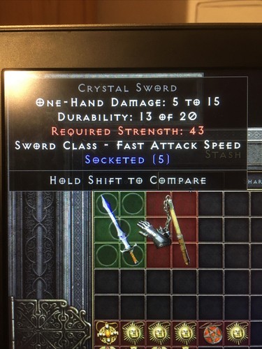 D2R Diablo 2 Resurrected:SC:PC:EU: 5 Sockel Kristallschwert / 5 OS ...